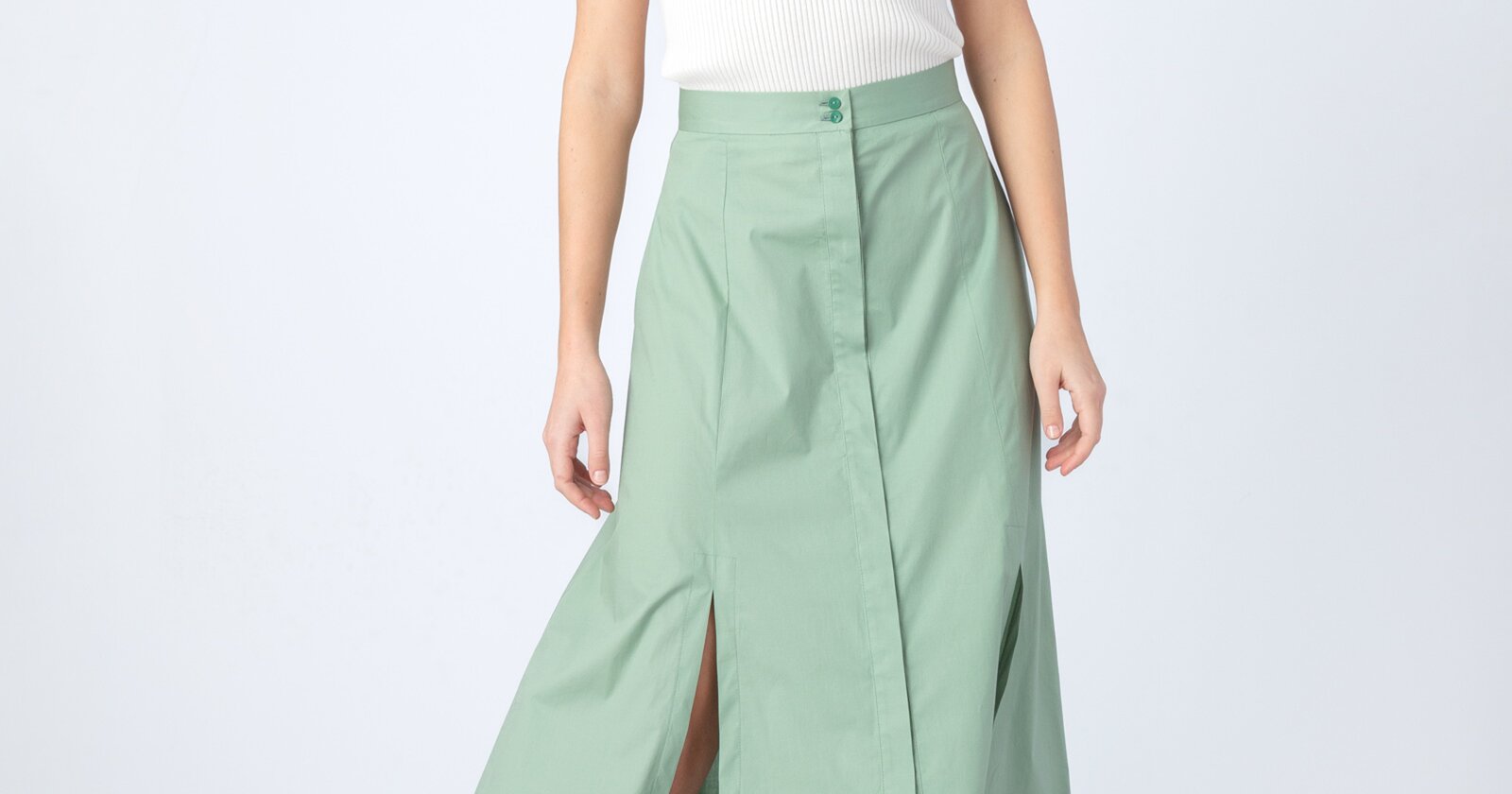 Duga Suknja sa Šlicem - Pastel Zelena - Suknje - Ivko Woman