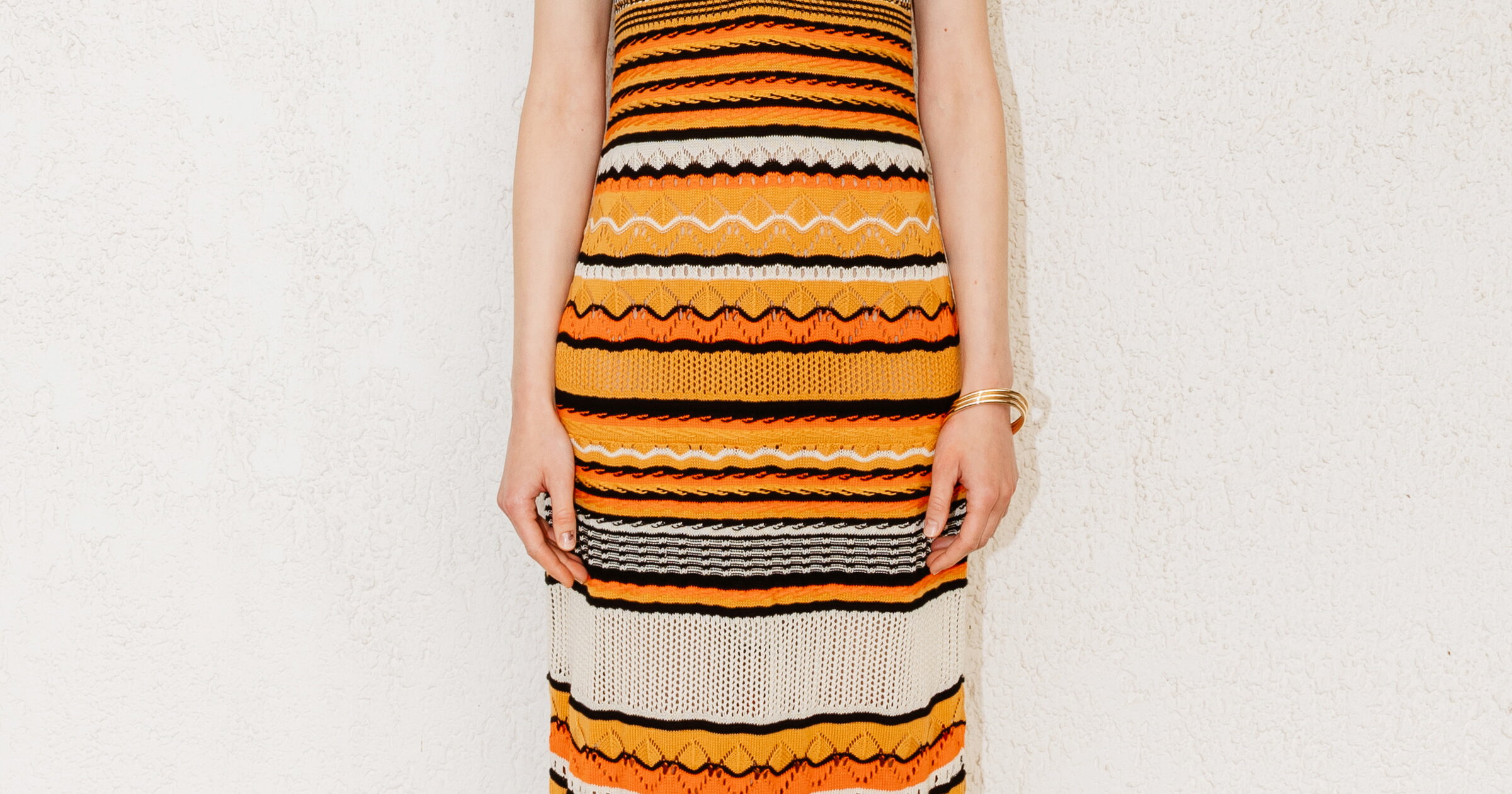 Sleeveless Dress, Structure Pattern - Nougat - Dresses and skirts ...