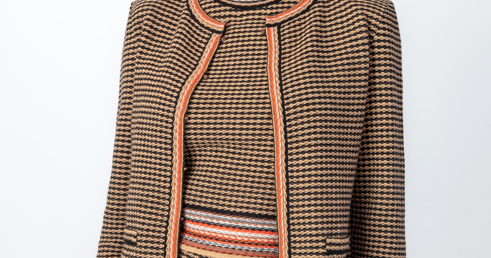 Jacquard Jacket, Structure Pattern - Black - Cardigans - Ivko Woman