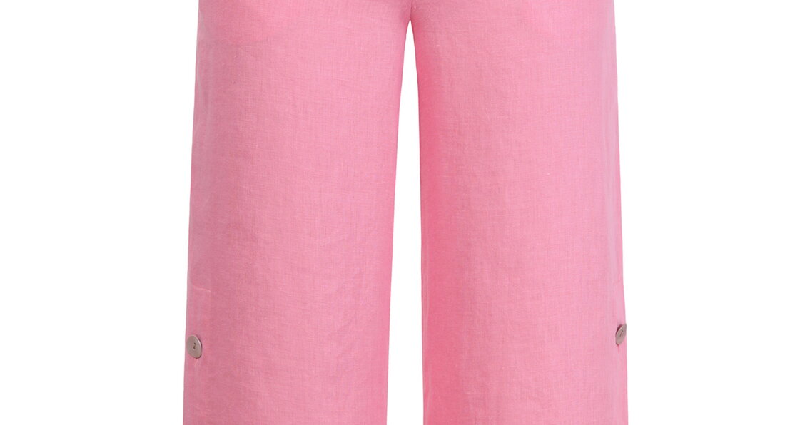Linen Pants, 3/4 lenght - light pink - Pants - Ivko Woman