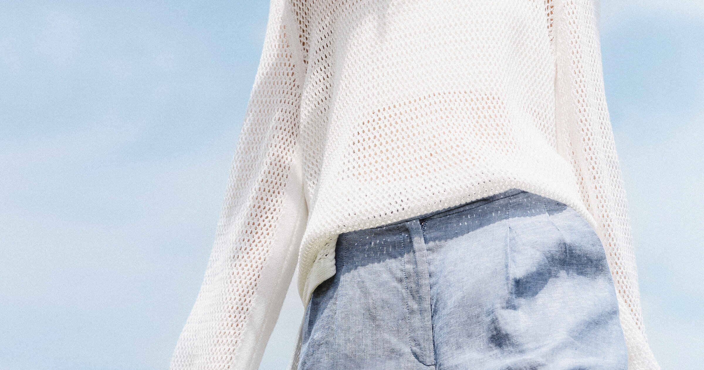 Solid Pullover, Structure Pattern - Off-White - Pullovers - Ivko Woman