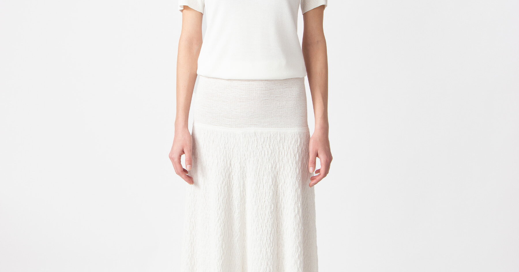 Skirt, Structure Pattern - Off-White - Dresses and skirts - Ivko Woman