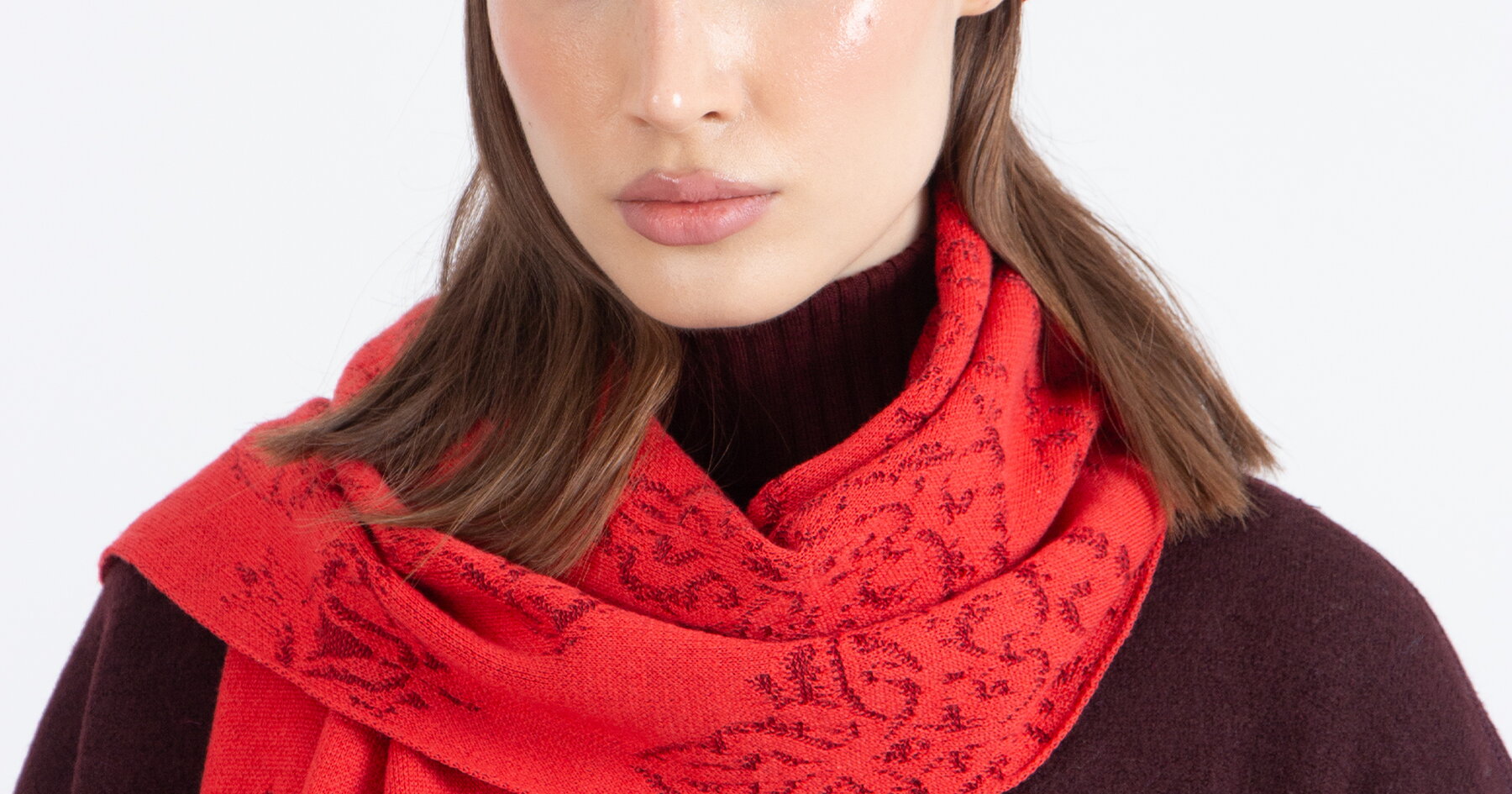 Jacquard Cap, Ornament Pattern - Coral - Caps - Ivko Woman